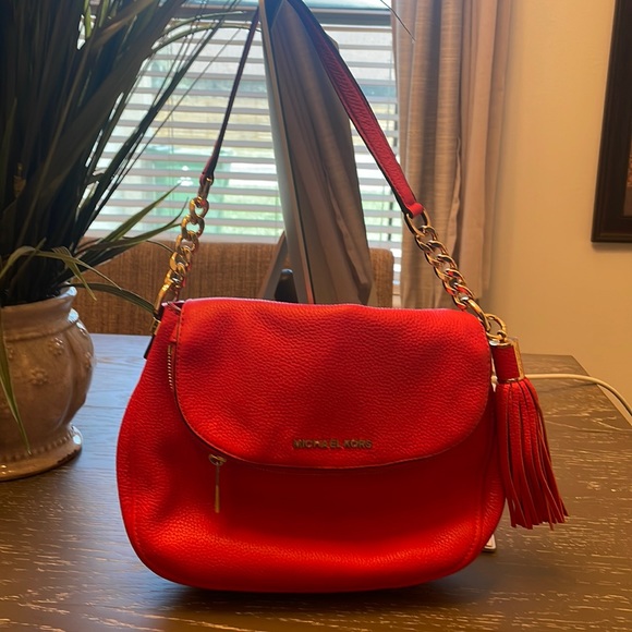 Michael Kors | Bags | Michael Kors Red Leather Shoulder Bag | Poshmark